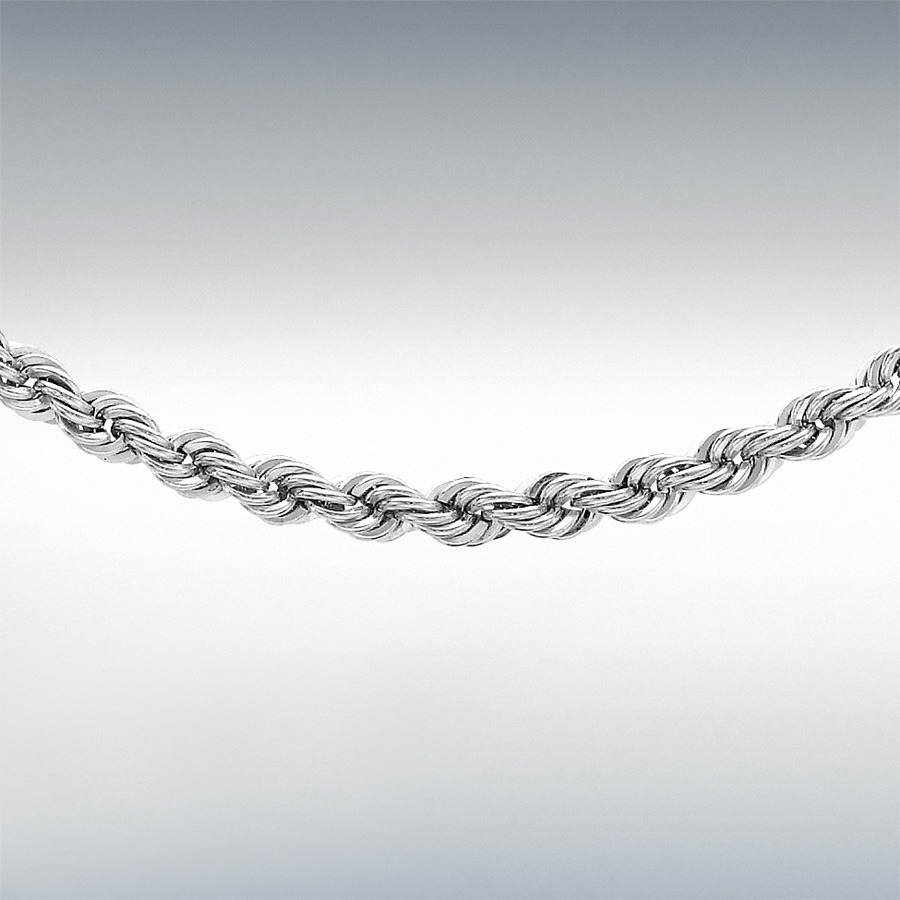 9ct White Gold 3.2mm Hollow Rope Chain 51cm/20 | Chains | IBB London